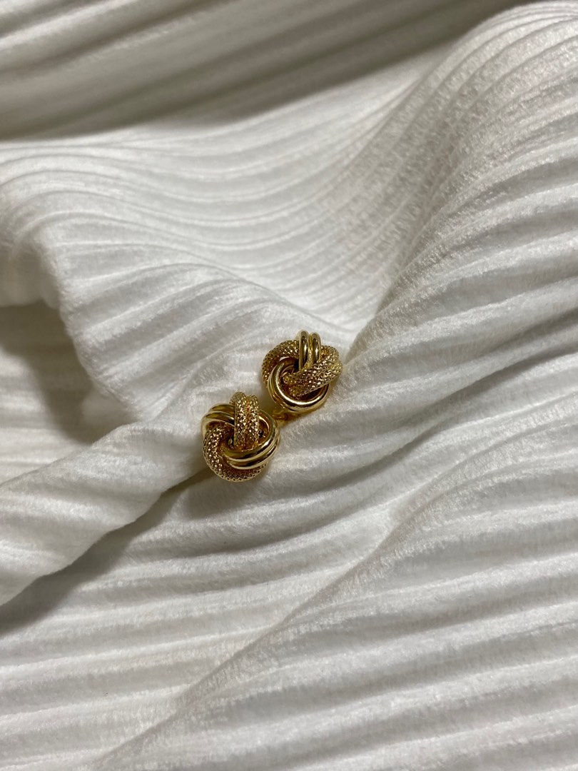 Saudi Gold Knot Earrings, Women's Fashion, Jewelry & Organizers ...