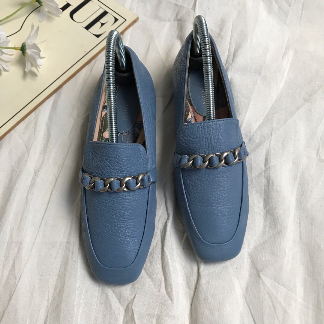 ST JOHN blue label chain genuine leather loafers - 630, Fesyen Wanita ...
