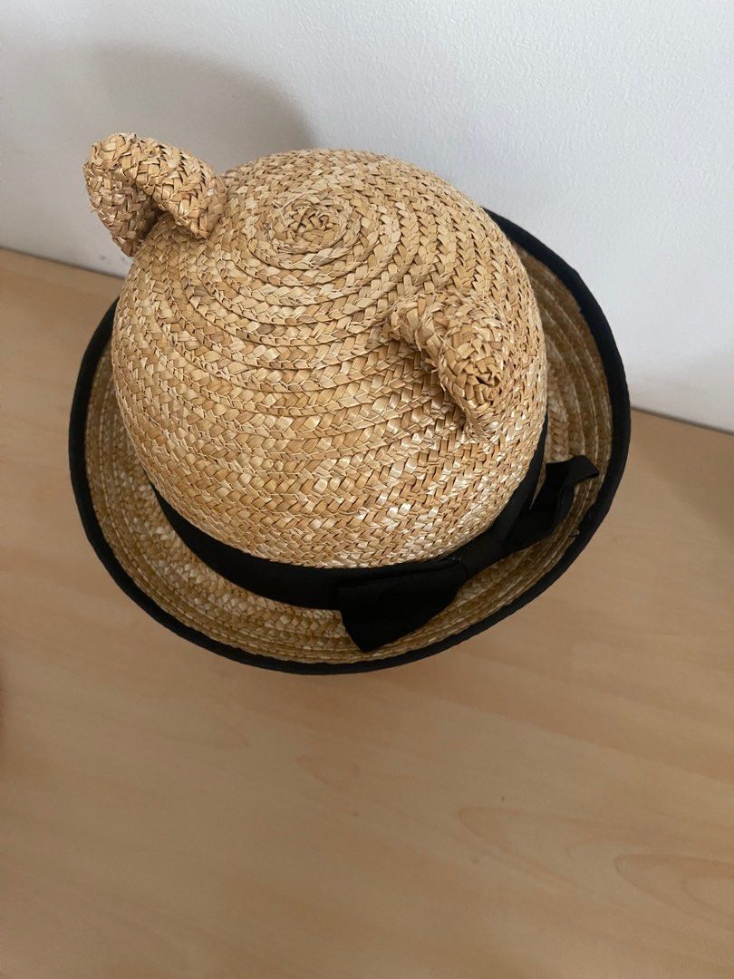 Topi rotan kuping rattan hat with ears cute korean, Fesyen Wanita ...