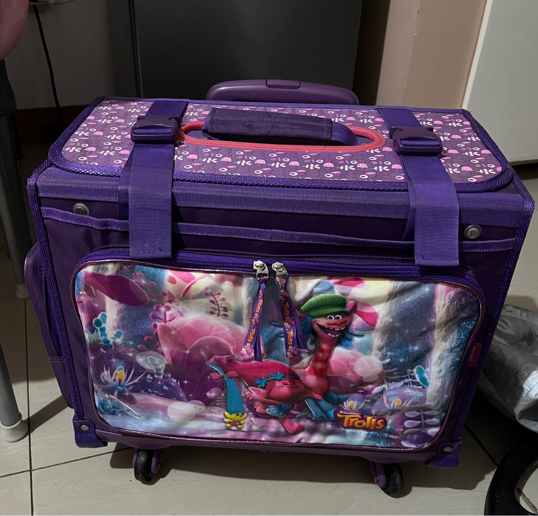 Trolls Trolley Big School Bag Luggage for Kids Purple, Babies & Kids ...