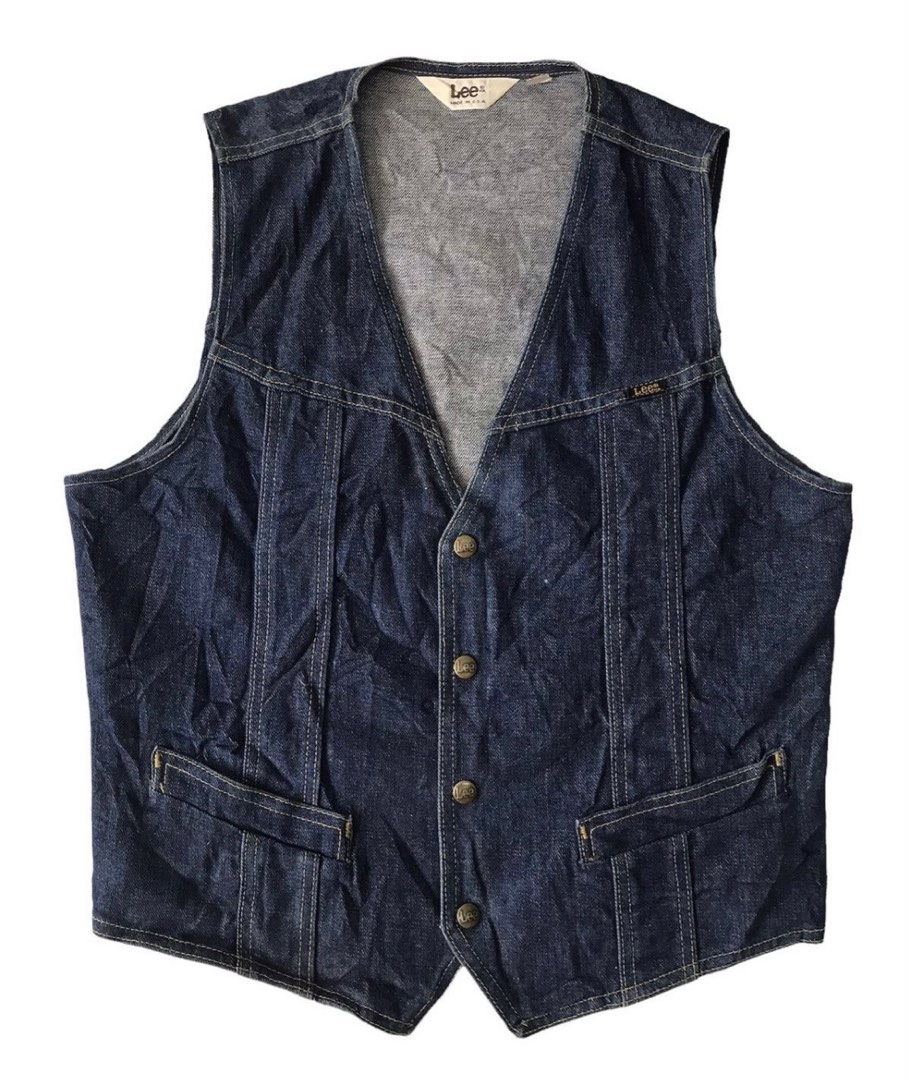 Vintage Lee Denim Vest Made in Usa, Men's Fashion, Coats, Jackets and Outerwear on Carousell