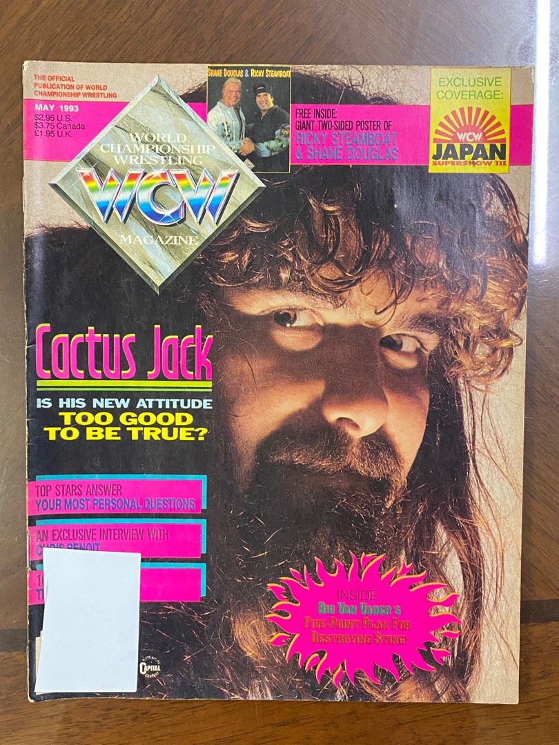 WCW Wrestling Magazine March 1993 2 Sided Poster Ricky Steamboat ...