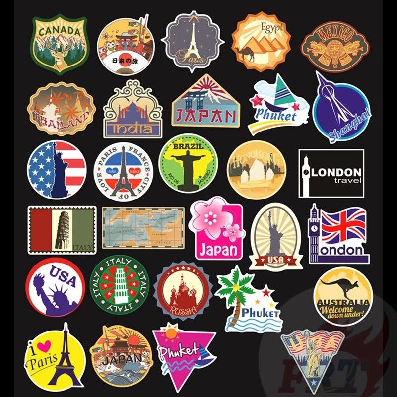 25/50/75/100 Pcs Famous Tourist Country City Attraction World Travel ...
