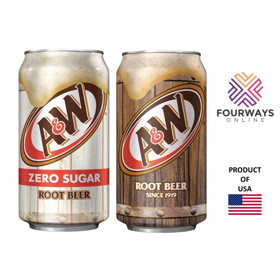 A&W Root Beer 355ml Regular and Zero Sugar (Caffeine Free), Food & Drinks, Beverages on Carousell