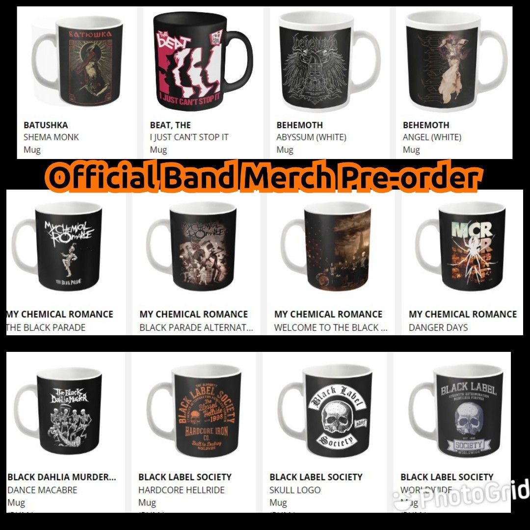 Band Merch Official Coffee mugs cups display Metallica Mcr Green Day ...