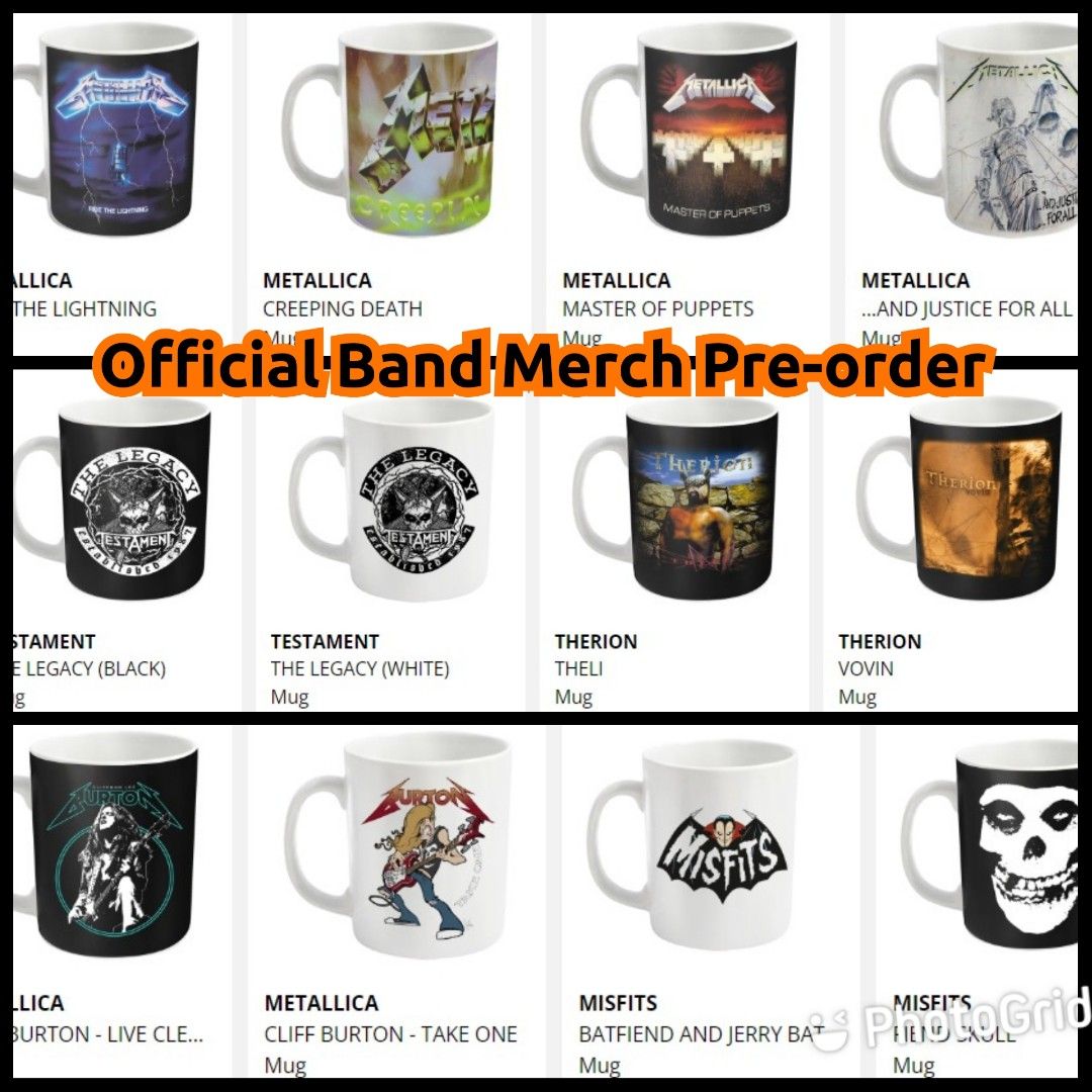 Band Merch Official Coffee mugs cups display Metallica Mcr Green Day ...