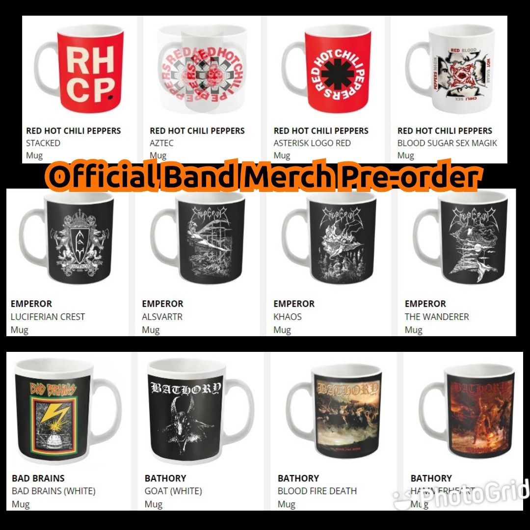 Band Merch Official Coffee mugs cups display Metallica Mcr Green Day ...