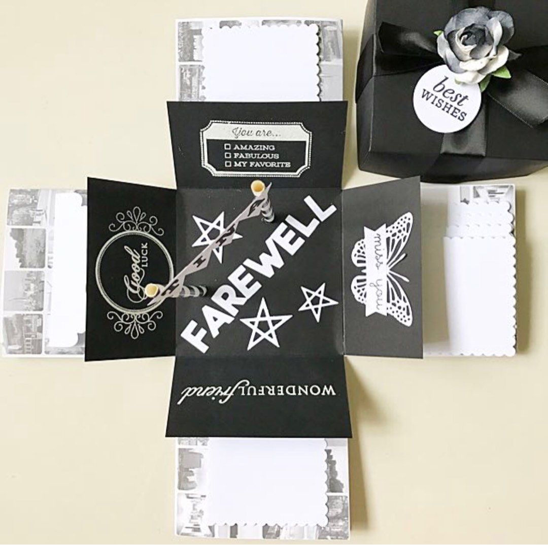 Best wishes farewell handmade interactive explosion box card, Hobbies ...