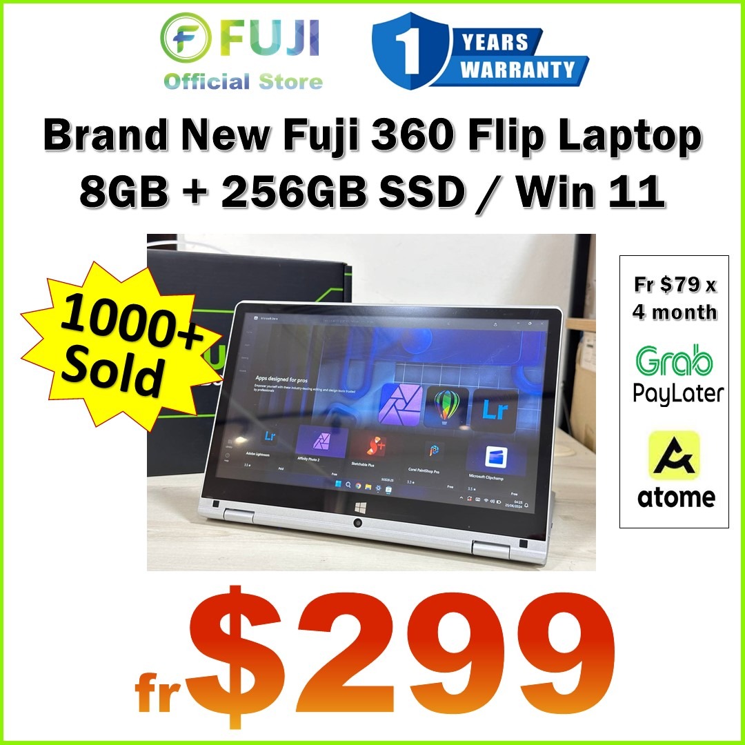 Brand New Fuji 360 Degree Flip Screen Laptop - 256GB SSD + 8GB RAM ...
