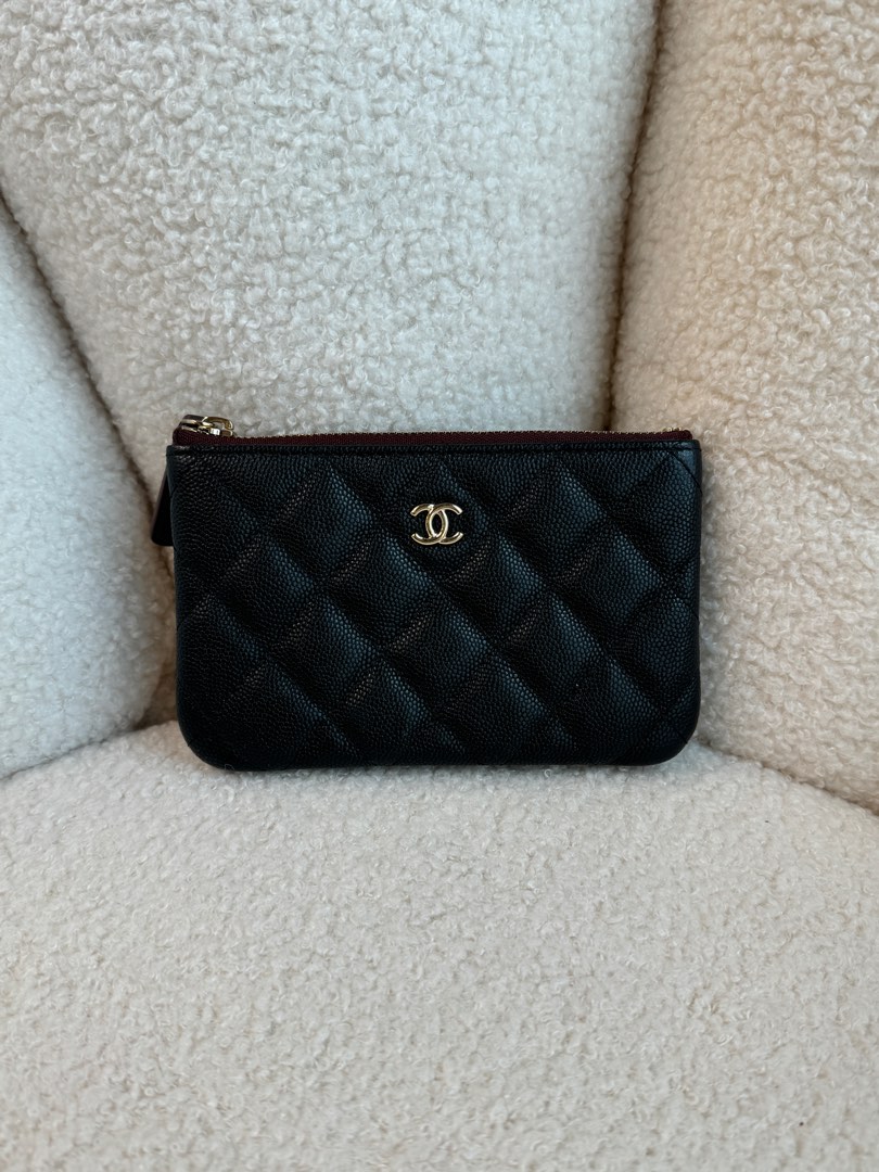Chanel Classic Caviar Mini O Case Zip Pouch LGHW, Luxury, Bags ...