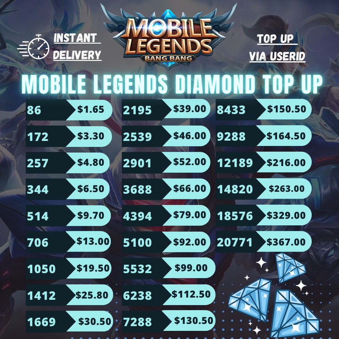 [WEB 9288 $163] CHEAPEST Diamonds Mobile Legends Top-Up via ID Server ...