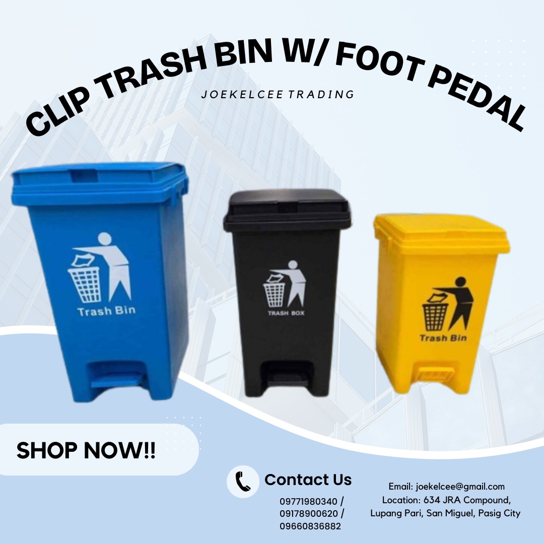 CLIP TRASH BIN W/ FOOT PEDAL, Furniture & Home Living, Cleaning ...