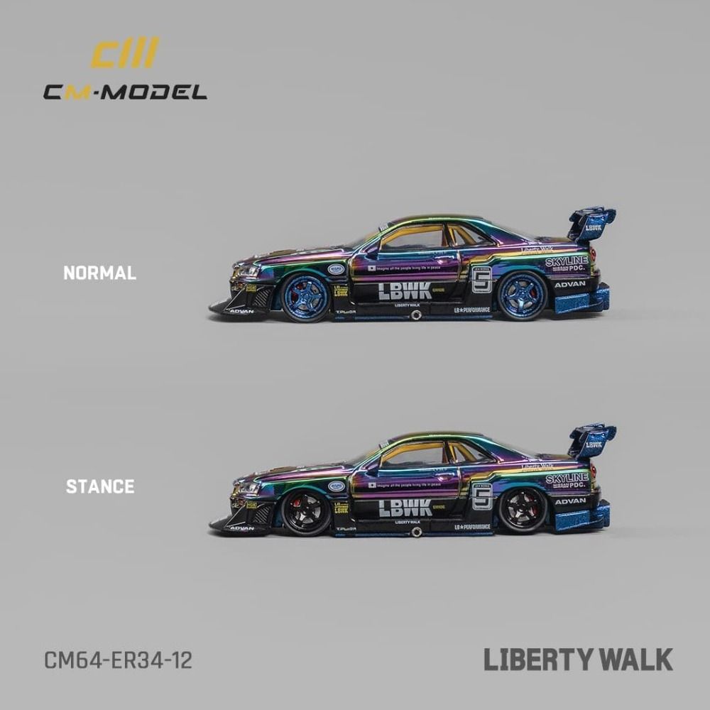 CM Model 1/64 Scale LBWK Skyline GT-R R34 Super Silhouette ER34 Chrome ...