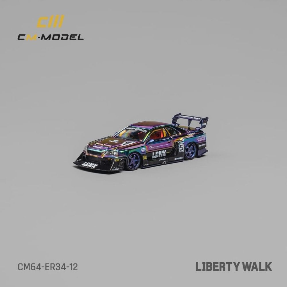 CM Model 1/64 Scale LBWK Skyline GT-R R34 Super Silhouette ER34 Chrome ...