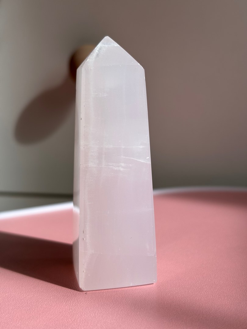 Crystals: Pink Mangano Calcite Tower, Furniture & Home Living, Home ...