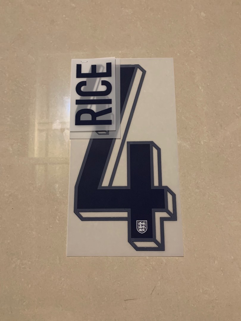 Declan Rice #4 England Nameset Official Home Jersey Original Player ...