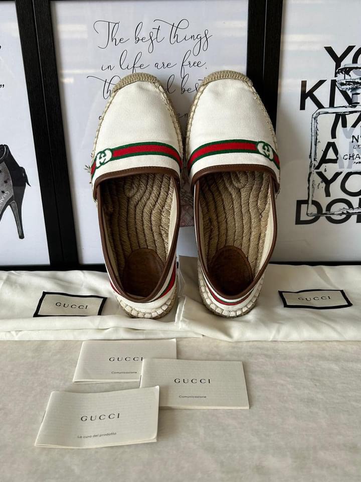 Gucci GG Embroidered Interlocking with Web Espadrille, Women's Fashion ...