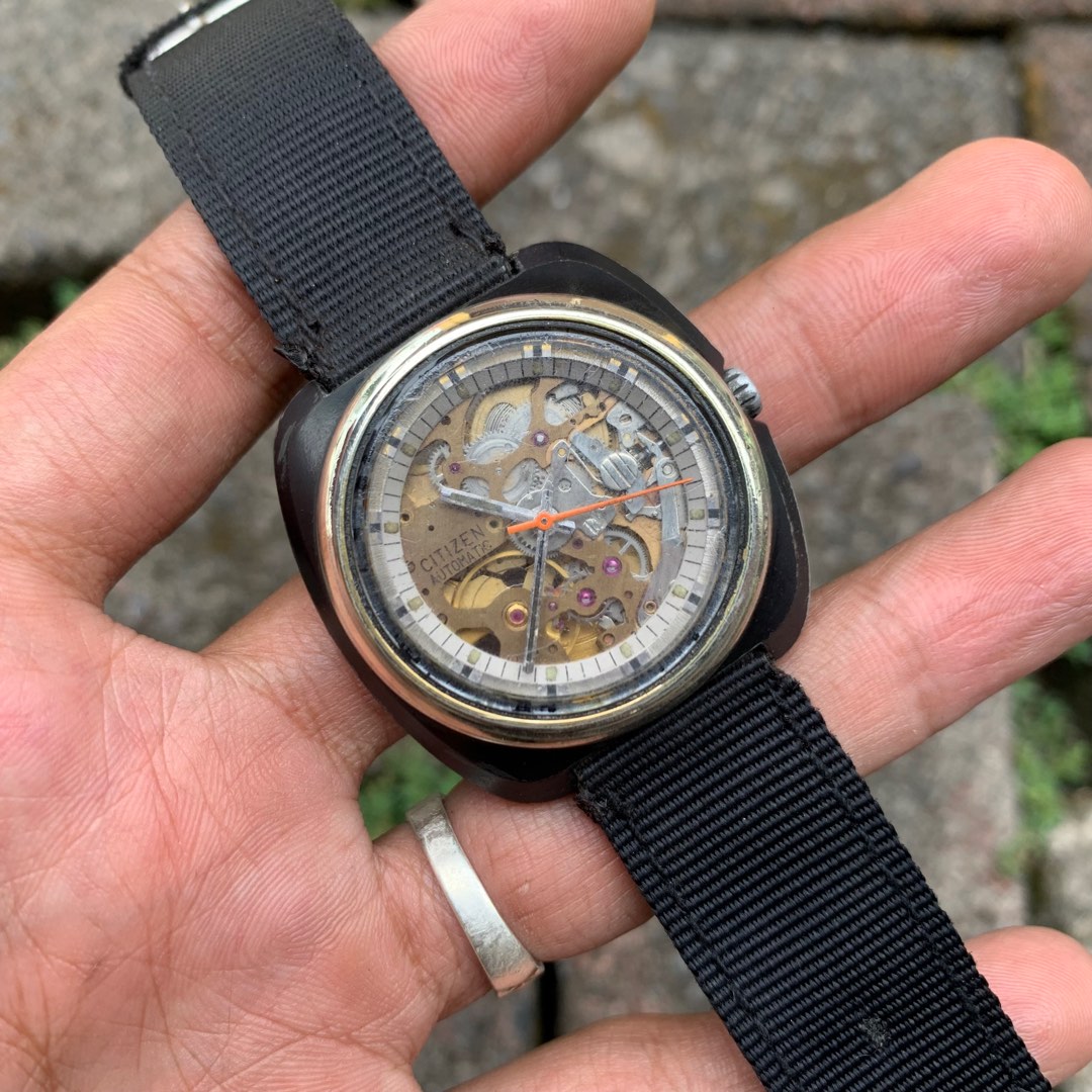 Jam tangan vintage citizen skeleton automatic, Fesyen Pria, Jam Tangan ...