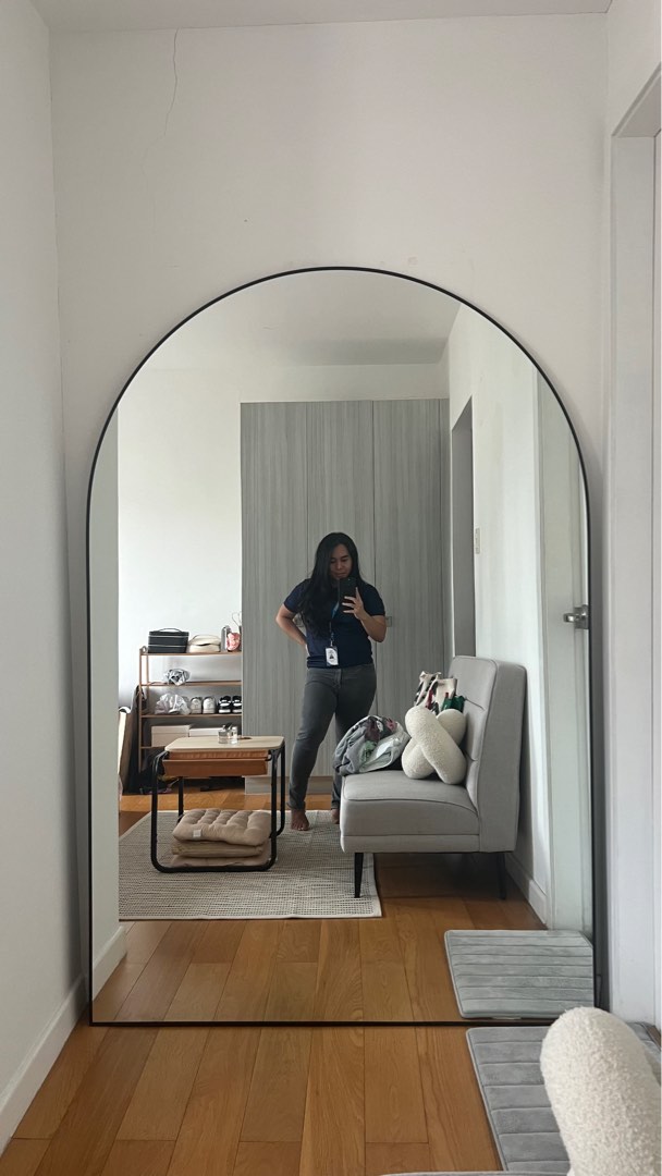 LARGE FULL BODY Arched Mirror w/Black Frame, Furniture & Home Living ...