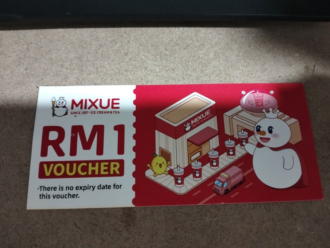 Mixue voucher RM1 (every spend RM20), Tickets & Vouchers, Vouchers on ...