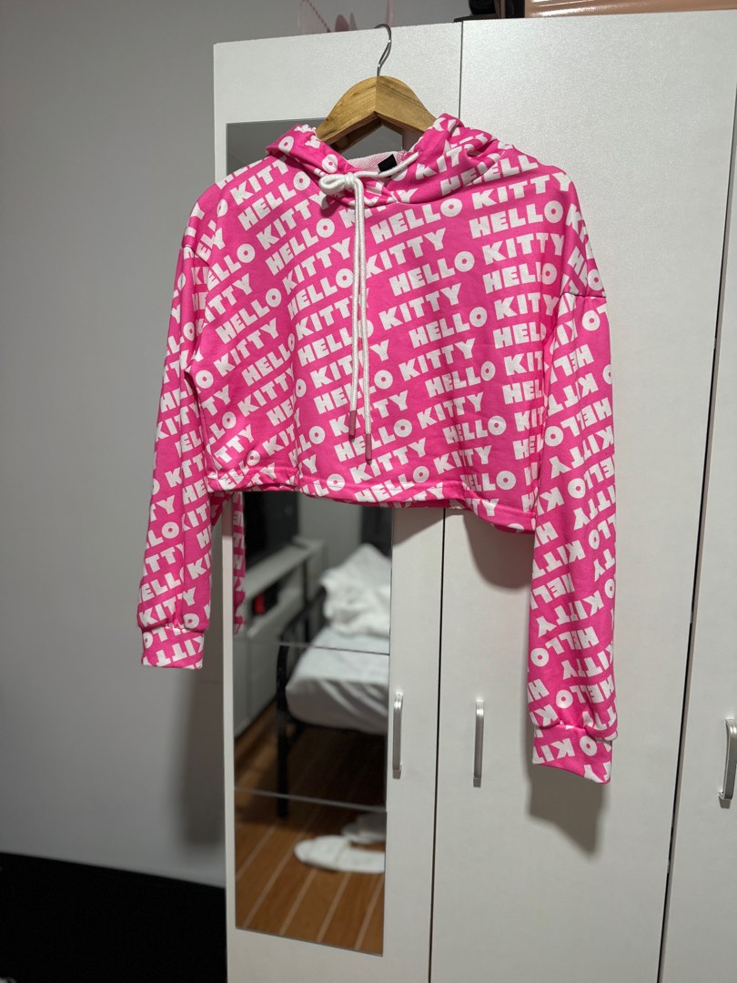 Shein X Hello Kitty collab cropped hoodie, Women's Fashion, Coats ...