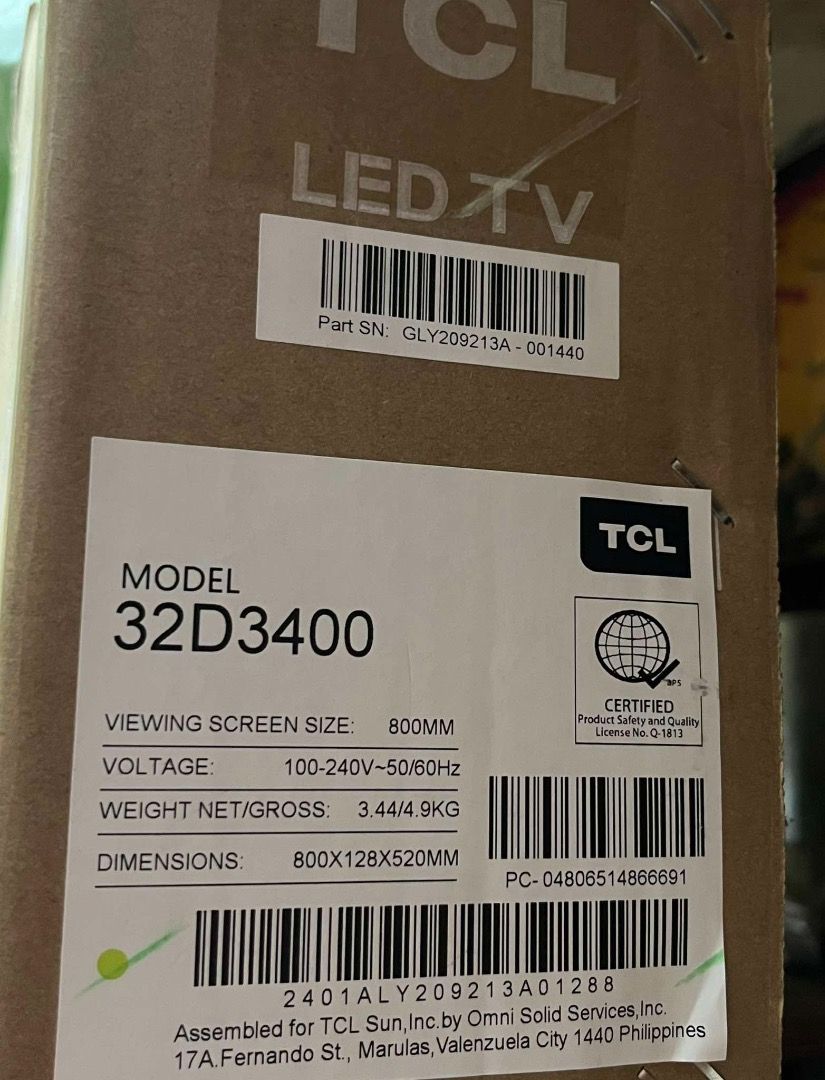 TCL BASIC 32D3400 32-INCH HD READY BASIC TV (2024 Model), Furniture & Home Living, Furniture, TV ...