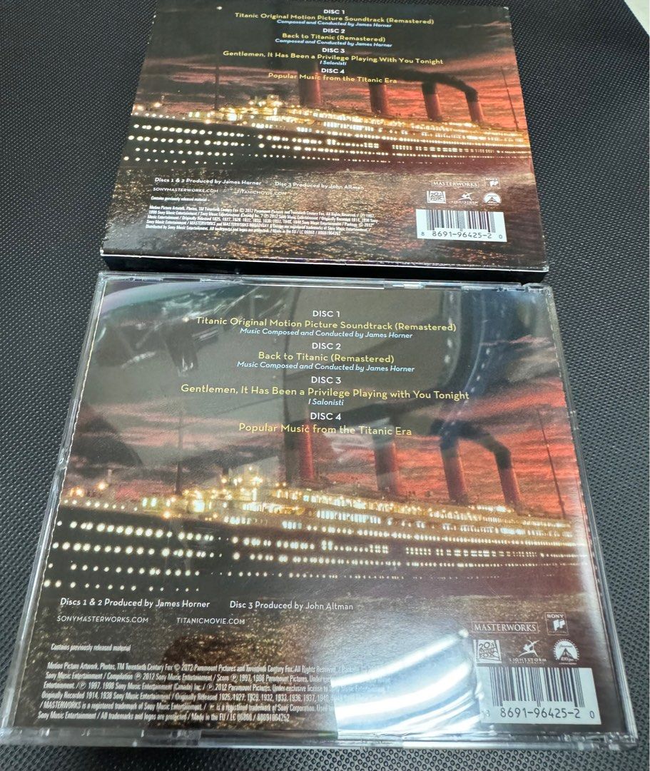 Titanic: Collector’s Anniversary Edition （4CD） 鐵達尼號 電影原聲*罕見4CD套裝珍藏版 made inEU 絕版珍藏 （4隻CD 均完美冇花 ...