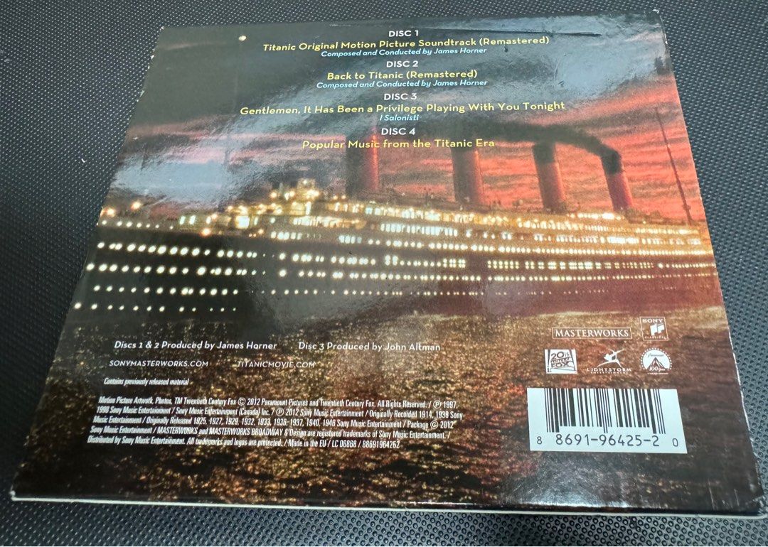 Titanic: Collector’s Anniversary Edition （4CD） 鐵達尼號 電影原聲*罕見4CD套裝珍藏版 made inEU 絕版珍藏 （4隻CD 均完美冇花 ...
