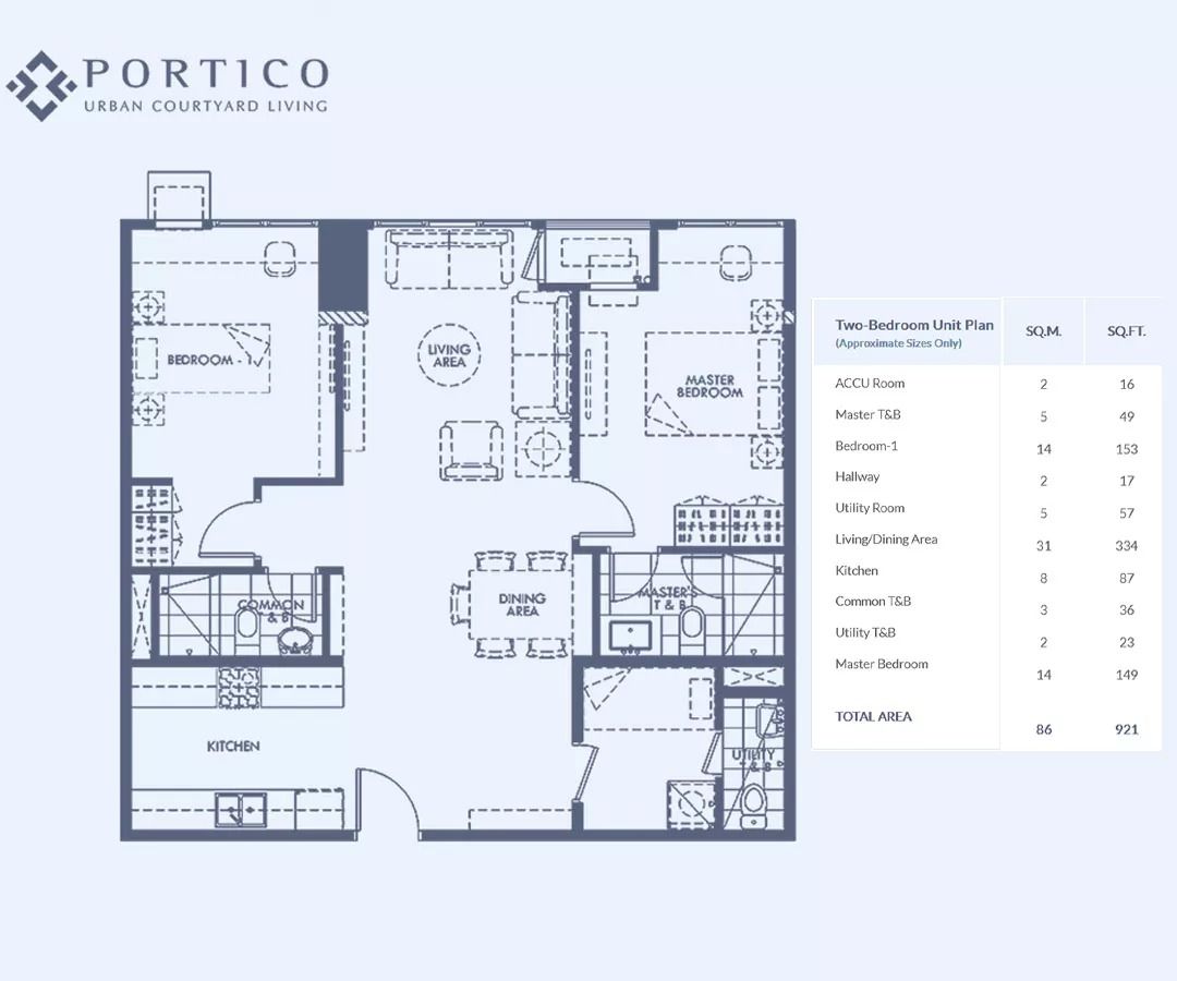 TRAVERTINE AT PORTICO | 2 Bedroom units, 85 Sqm, Pasig City, Property ...