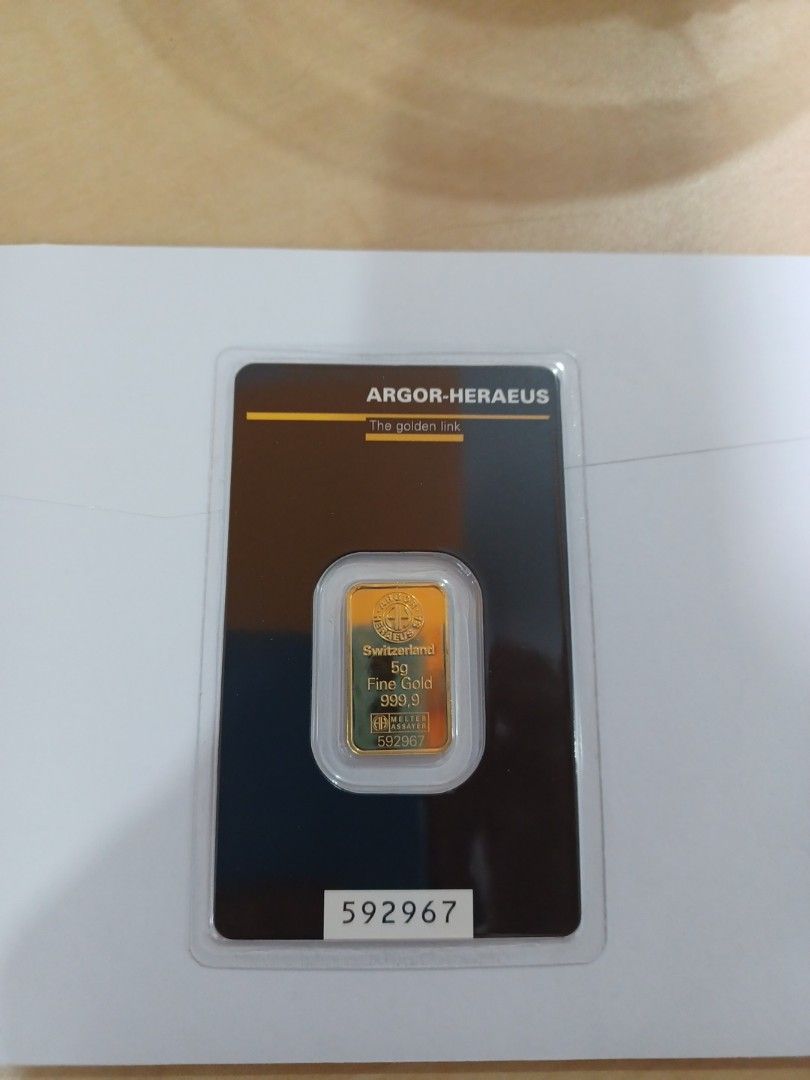 5g Gold bar Argor Heraeus, brand new seal, Hobbies & Toys, Memorabilia ...