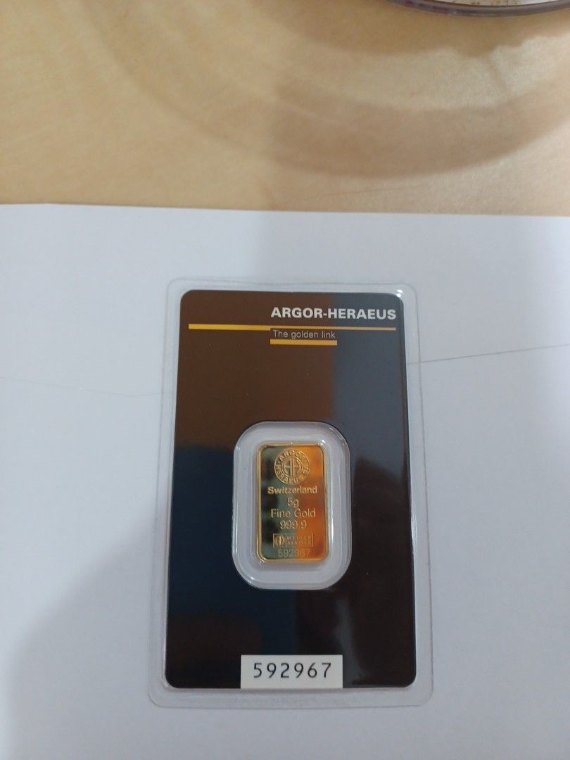 5g Gold bar Argor Heraeus, brand new seal, Hobbies & Toys, Memorabilia ...