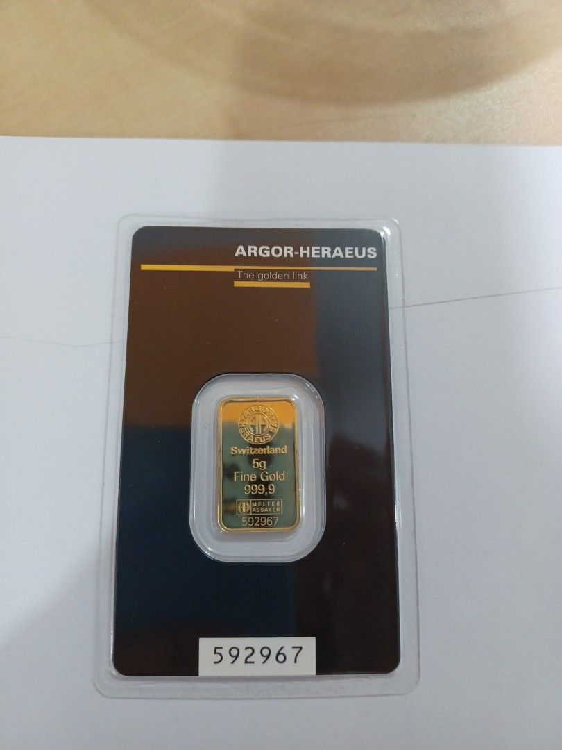5g Gold bar Argor Heraeus, brand new seal, Hobbies & Toys, Memorabilia ...