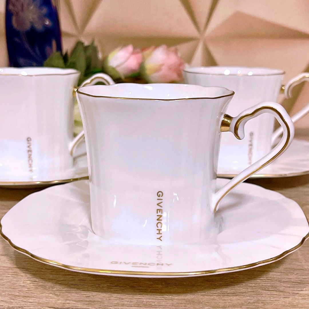 An Elegant Piece GIVENCHY Bone China With Hand-Painted Gold Trim Cup ...