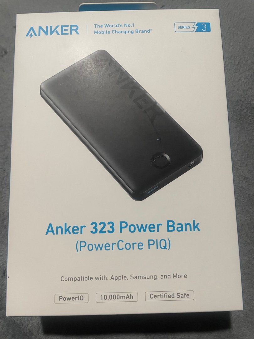 Anker 323 Powercore 10,000mAh PIQ USB-C Port Power bank 12W Max Fireproof with USB A to USB C ...