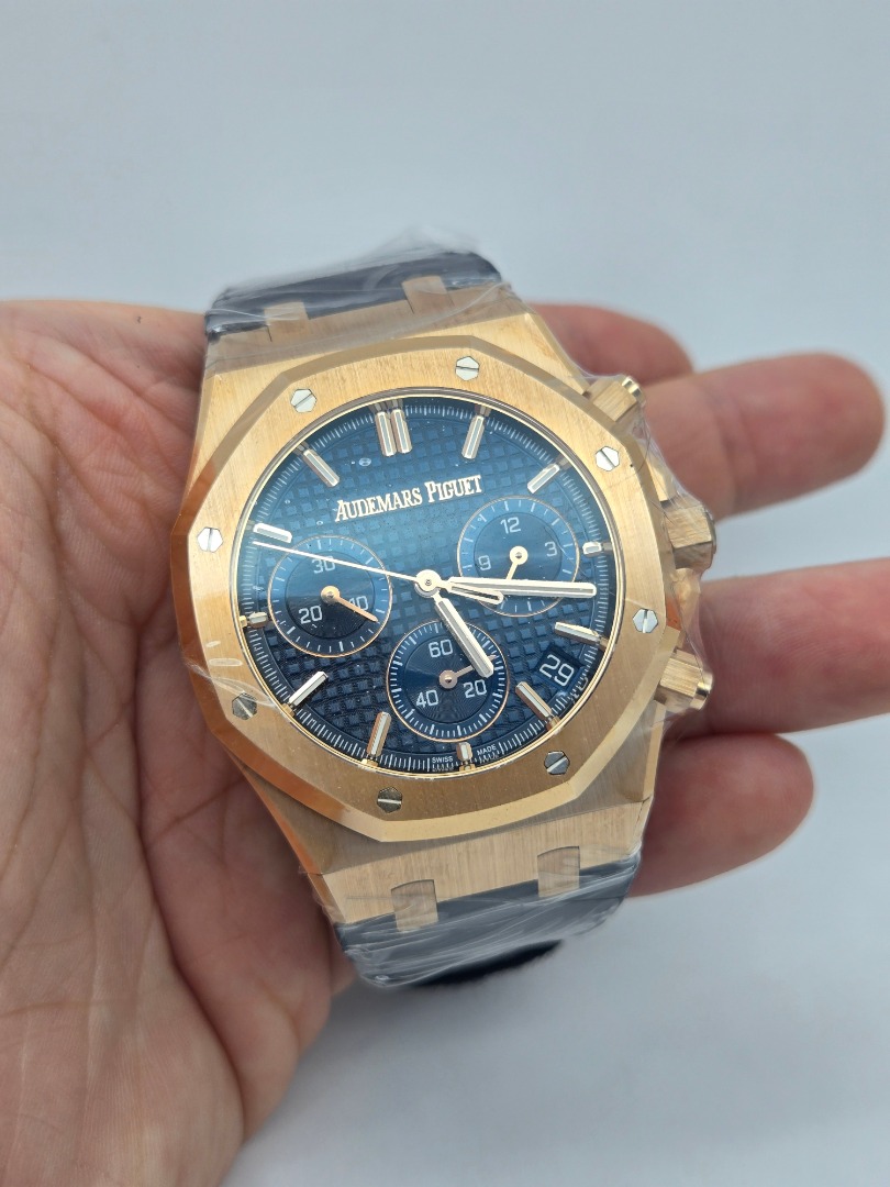 Audemars Piguet Royal Oak Chronograph Rose Gold Blue Dial 26240OR 26240 ...