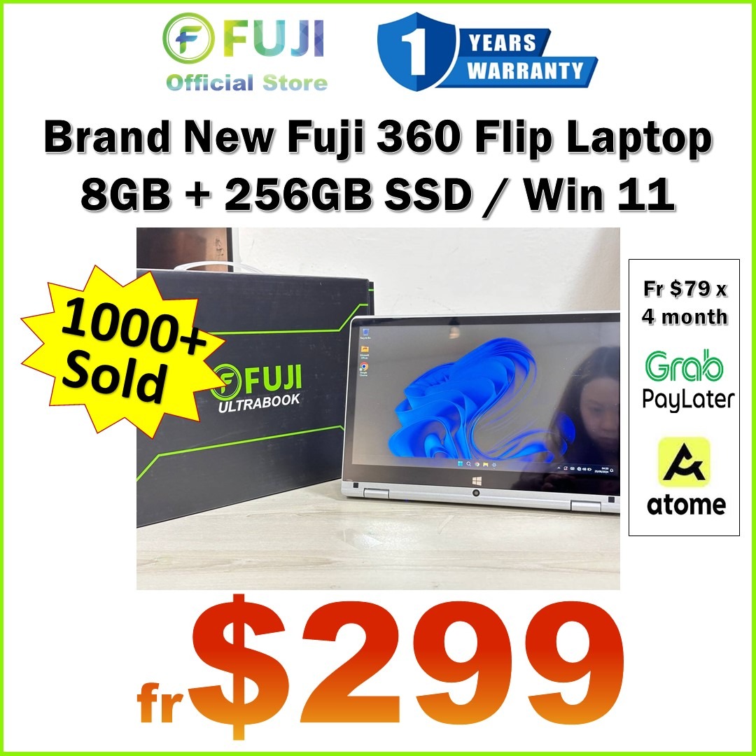 Brand New Fuji 360 Degree Flip Screen Laptop - 256GB SSD + 8GB RAM ...
