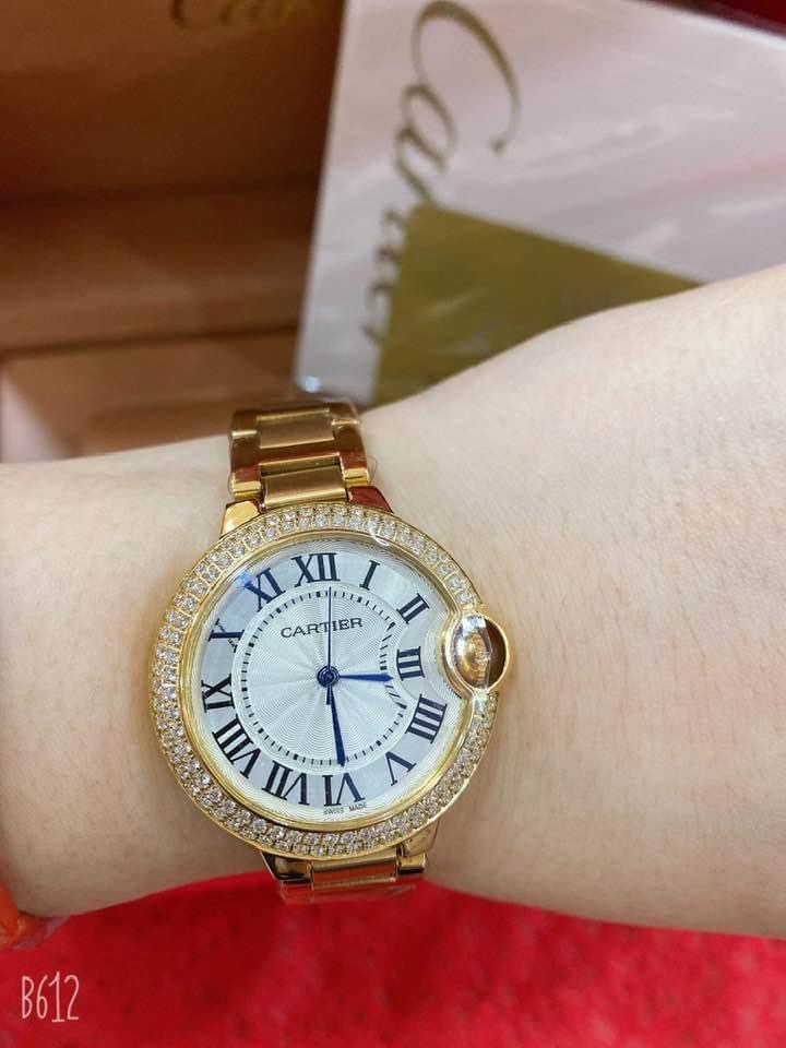 CARTIER GOLD W STONE DIAL JAPAN MACHINE AUTHENTIC WATCH, Women's ...