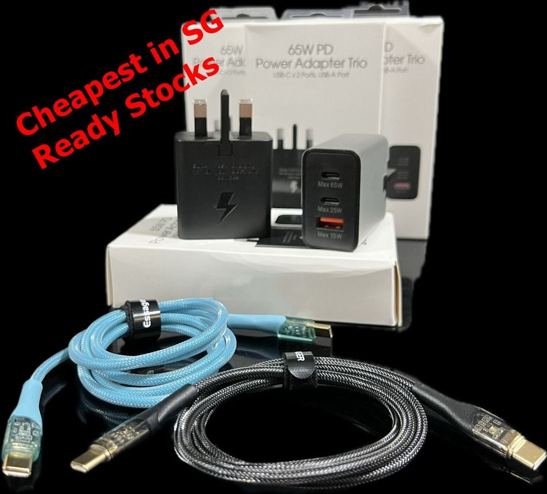 Chager 65W PD Power Trio Adapter 2 PD Port USB-C, 1 USB-A Port Super ...