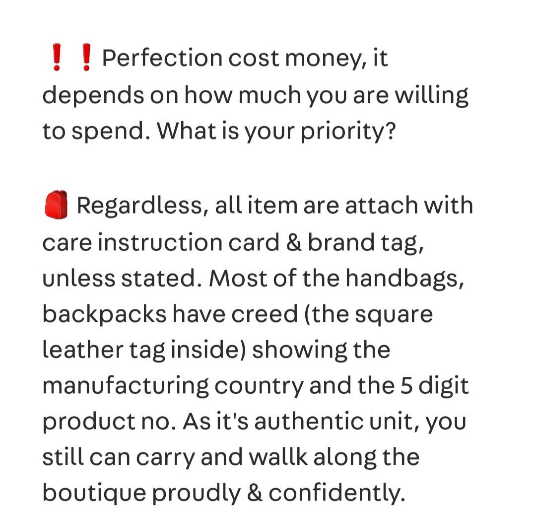 COACH PRODUCT DISCLAIMER, Announcements on Carousell