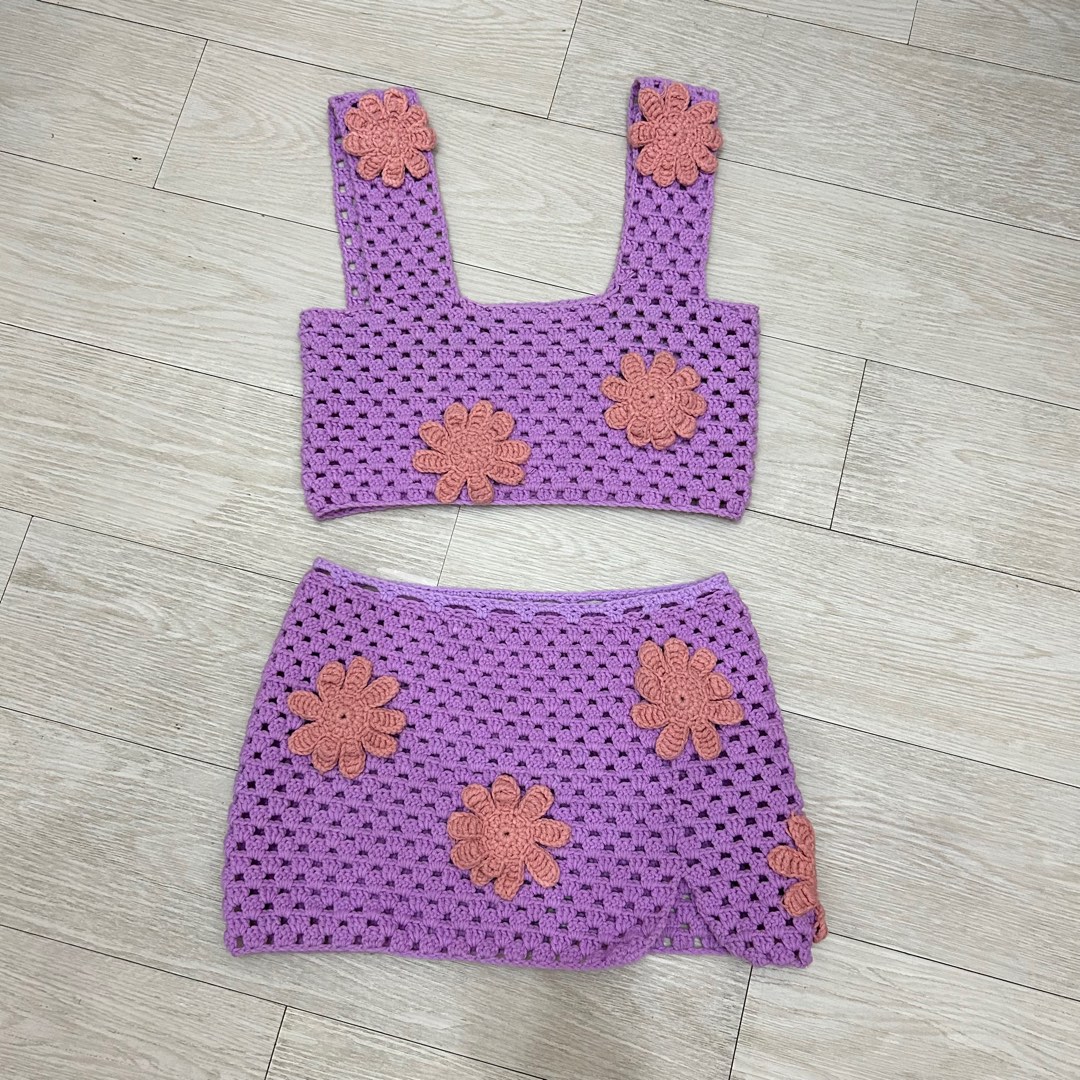 Crochet beach set / coords bini inspo, Women's Fashion, Dresses & Sets ...