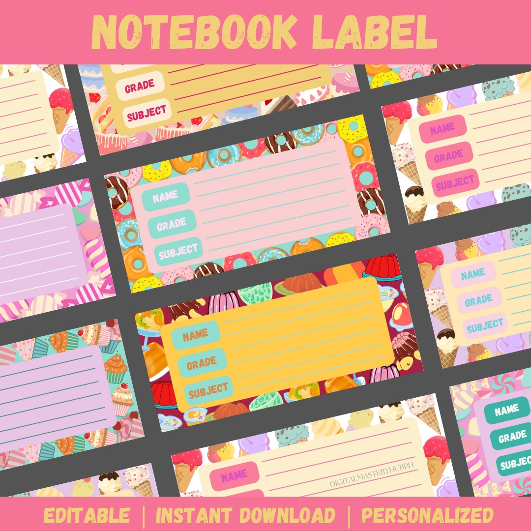 Digital Notebook Sticker Labels | Back To School Label | Book Label ...
