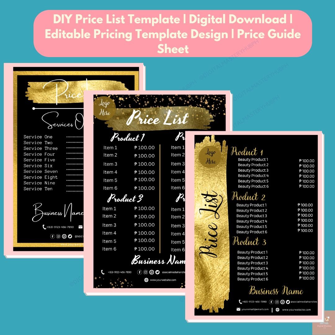 DIY Price List Template | Digital Download | Editable Pricing Template ...