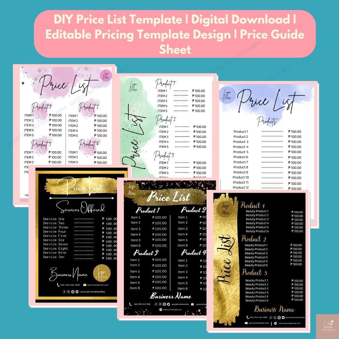DIY Price List Template | Digital Download | Editable Pricing Template ...