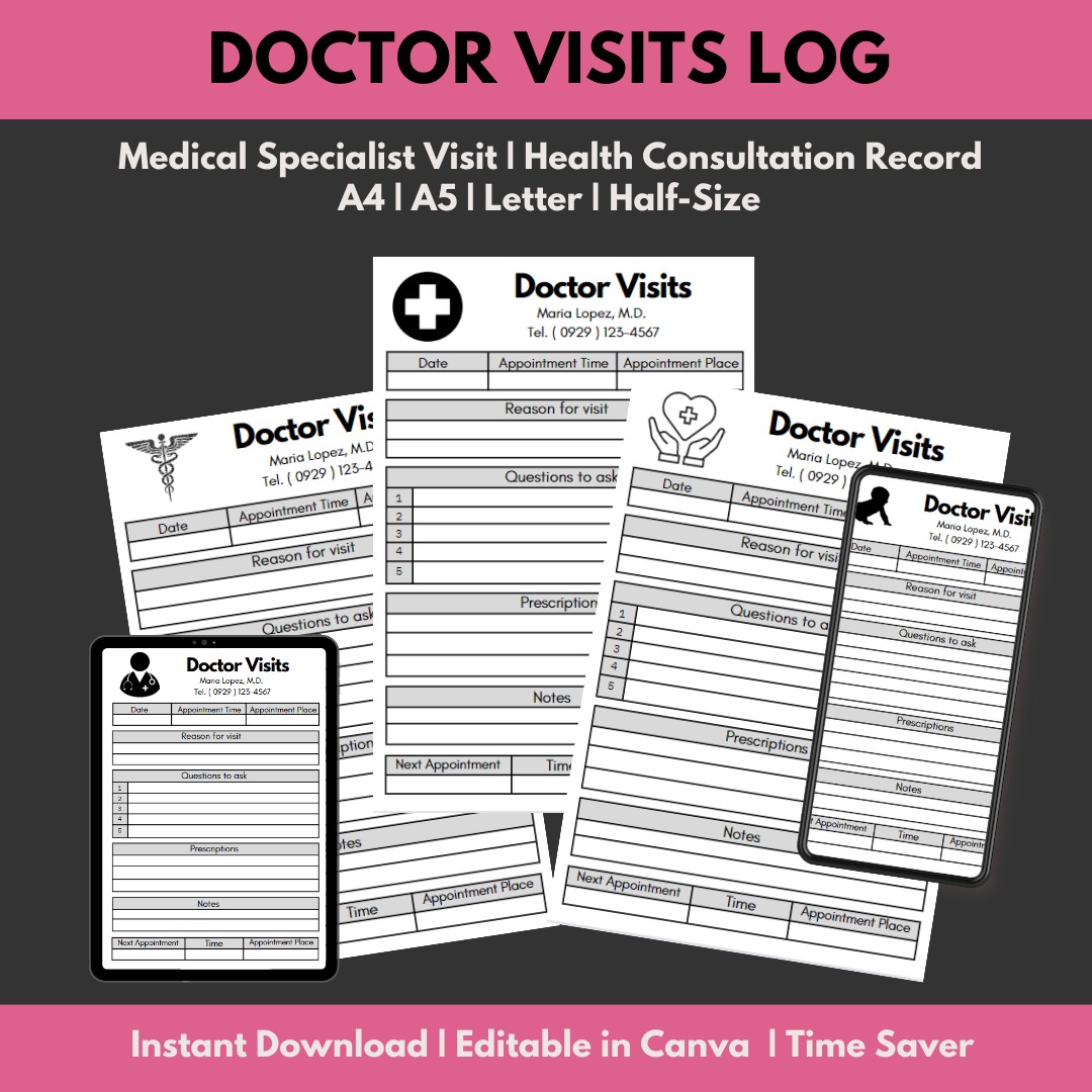 Doctor Visits Form | Medical Specialist Visit| Consultation Record ...