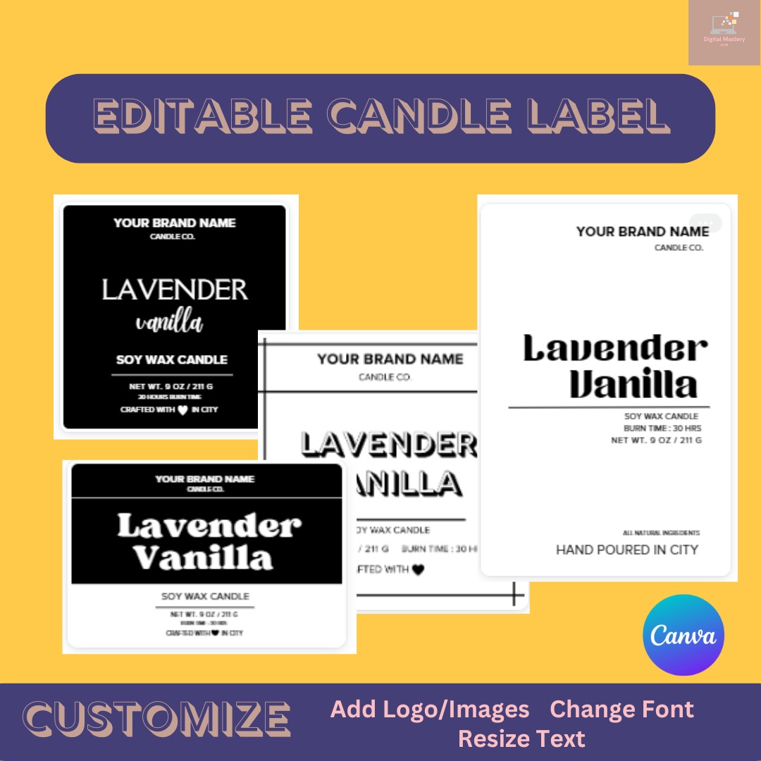 Editable Candle Label Bundle | Modern Candle Label Designs | Custom ...
