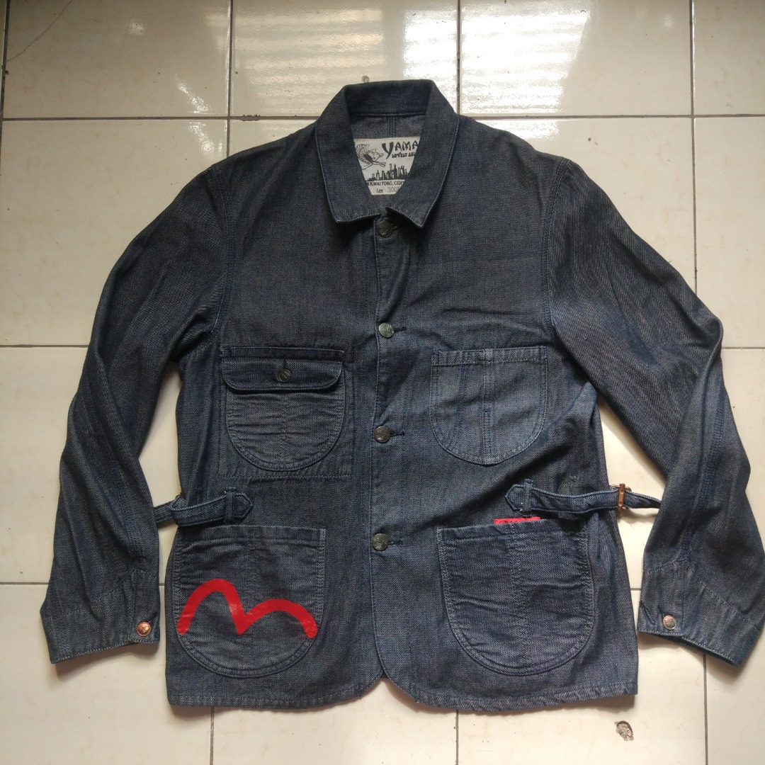Evisu Yamane Selvedge Chore Jacket 42-44, Men's Fashion, Coats, Jackets and Outerwear on Carousell