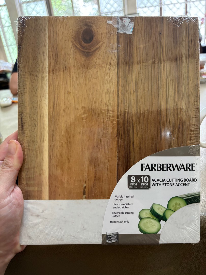 Faberware acacia cutting board with stone accent 8x10 cheese board ...