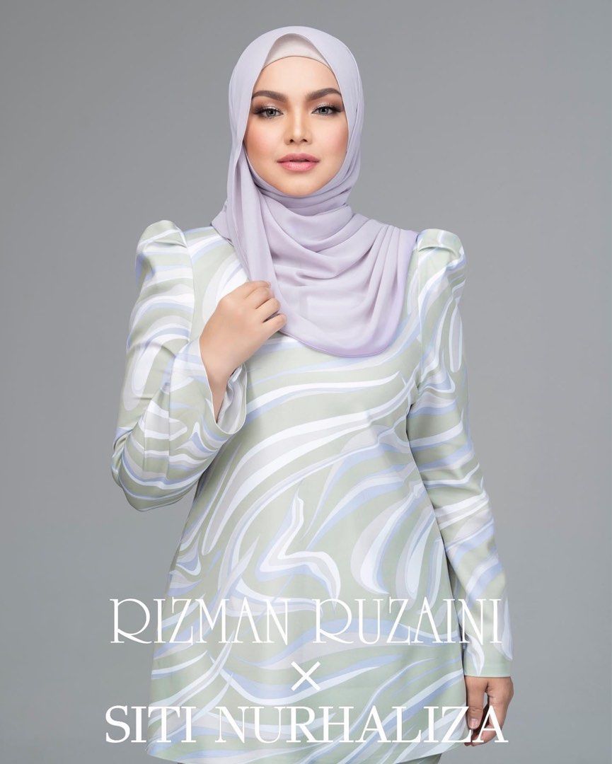 Rizman Ruzaini x Siti Nurhaliza Sage Green Kurung, Women's Fashion ...