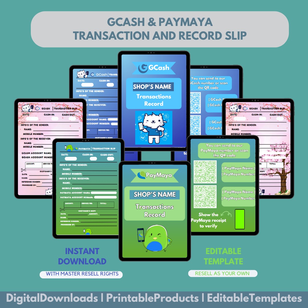 GCash Paymaya Transaction Slip Record | Canva Editable Template | Small ...