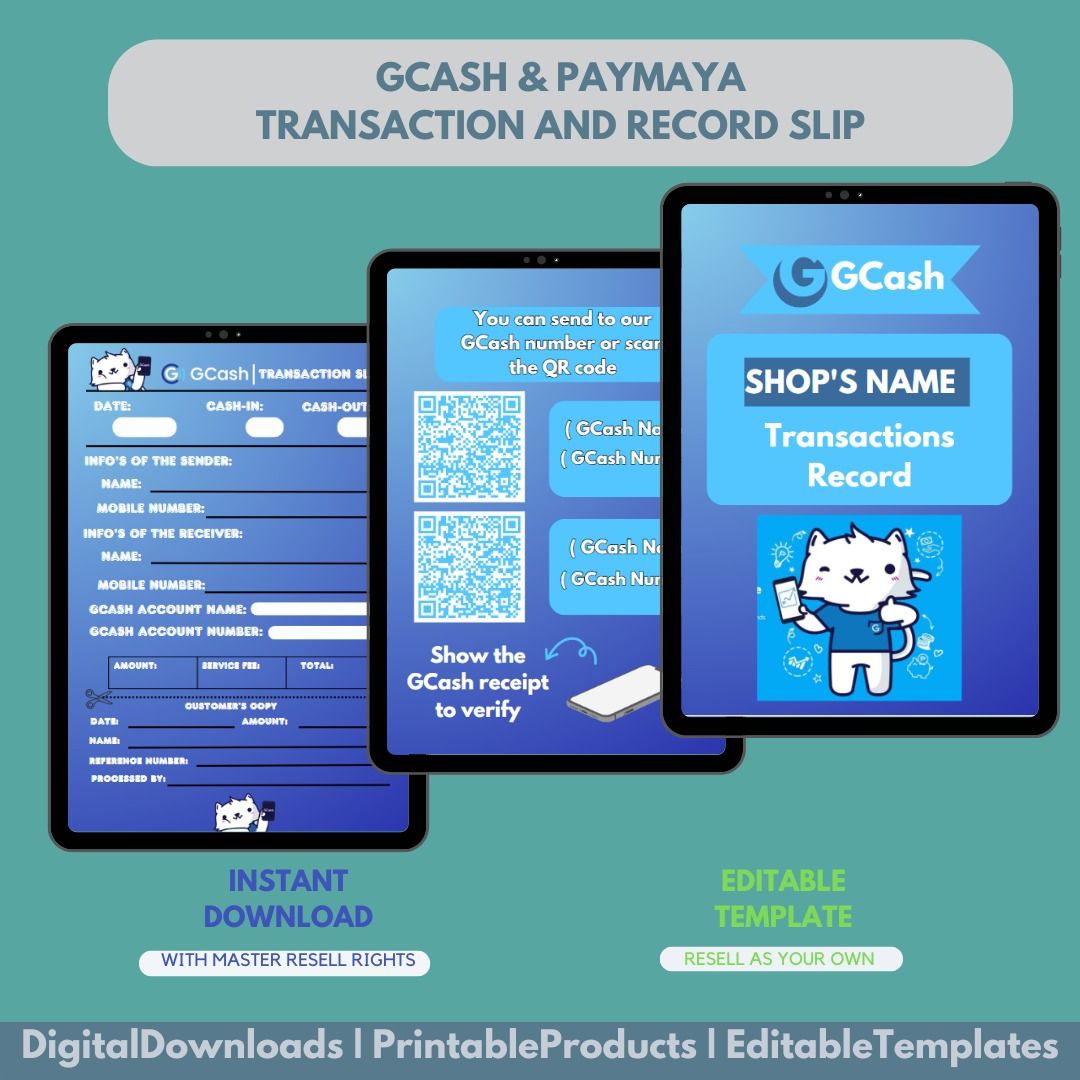 GCash Paymaya Transaction Slip Record | Canva Editable Template | Small ...